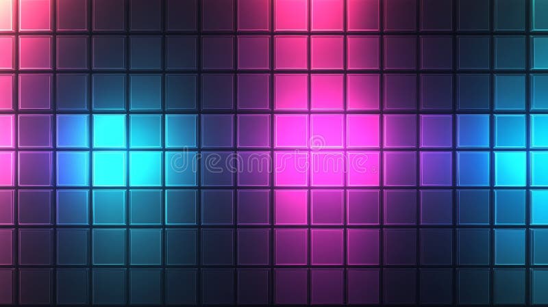 Colorful Neon Illuminated Tile Wall with Gradient Light, Abstract ...