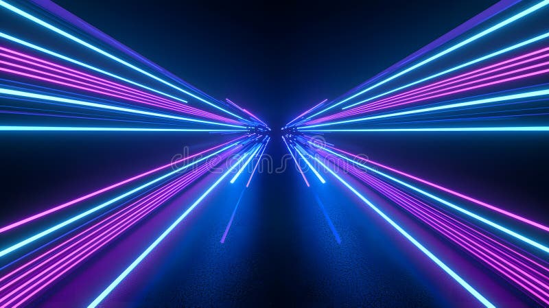 Colorful Neon Light Beams in a Dark Setting Stock Illustration ...