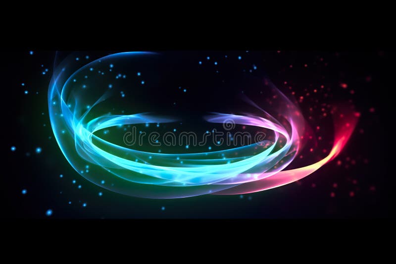 Colorful Neon Light Circular Wave Stock Illustration - Illustration of ...