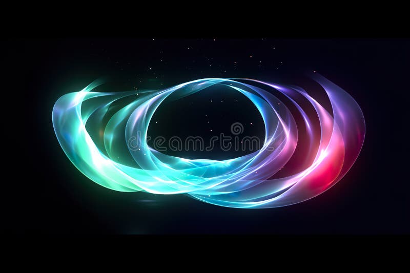Colorful Neon Light Circular Wave Stock Illustration - Illustration of ...