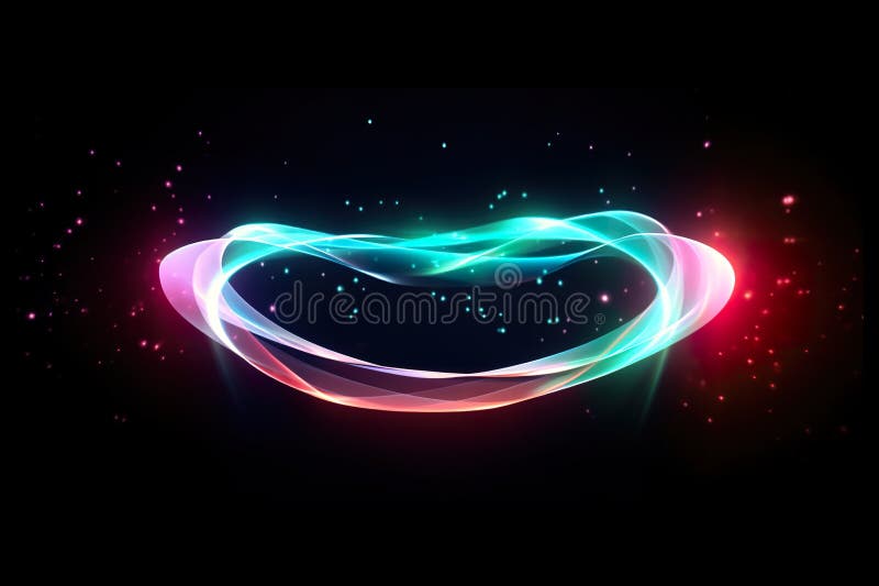 Colorful Neon Light Circular Wave Stock Illustration - Illustration of ...