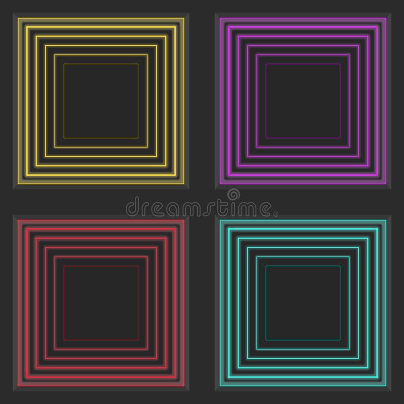 Colorful Neon Light Square Line Seamless Pattern Stock Illustration ...