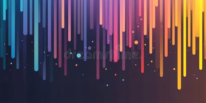 Colorful Neon Light Streaks Falling on Dark Background, Creating a ...