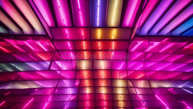 Colorful Neon Lights in a Geometric Pattern Stock Video - Video of ...