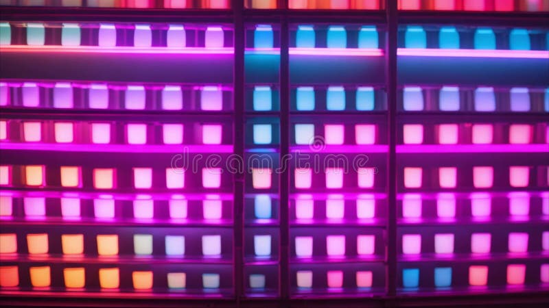 Colorful Neon Lights in a Grid Pattern Stock Video - Video of display ...