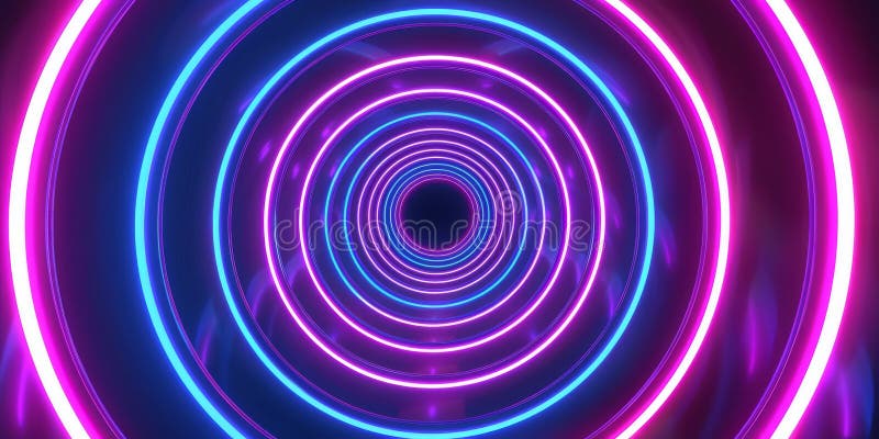 A Colorful Neon Lights Tunnel with Endless Circular Loops and Vibrant ...