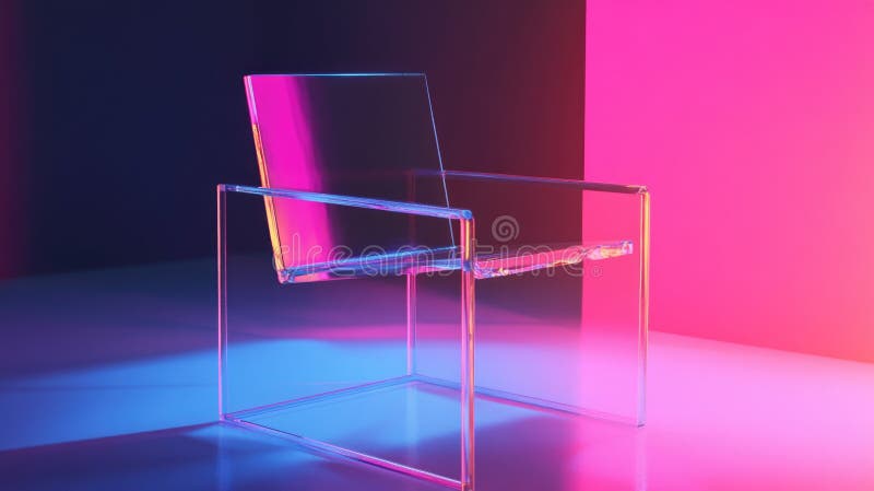 Colorful Neon-lit Transparent Chair in Modern Interior Design Setting ...