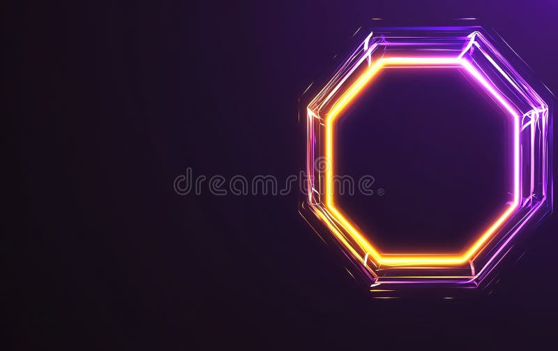 Colorful Neon Octagonal Light Frame on a Dark Background Creating a ...