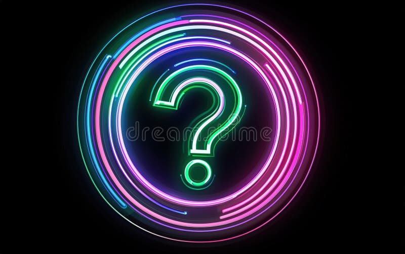 Colorful Neon Question Mark Inside a Vibrant Circular Design Against a ...