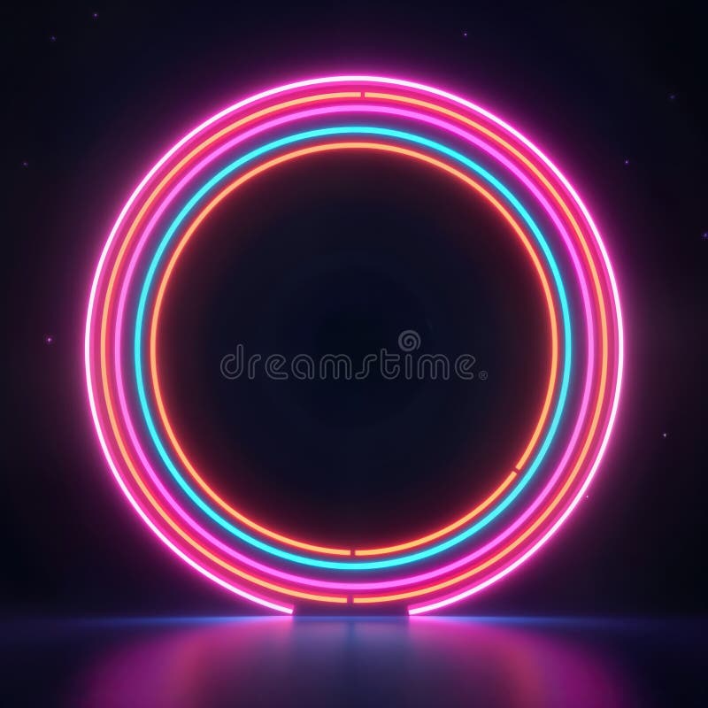 Colorful Neon Ring Glows Brightly. Abstract Vibrant Shapes Create ...