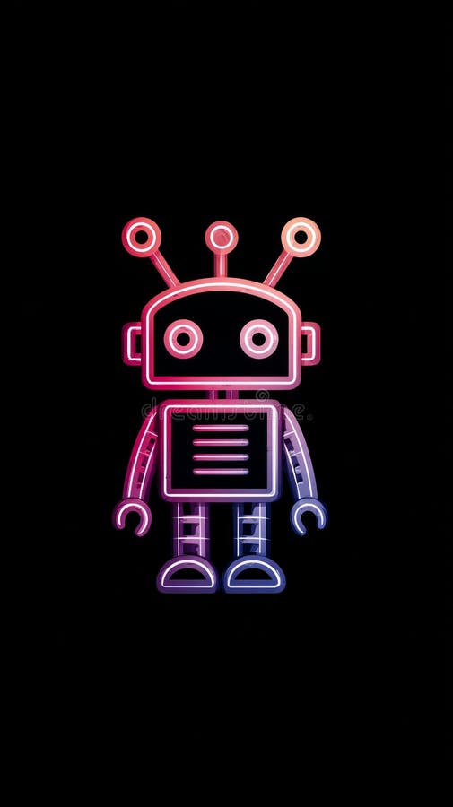 Colorful Neon Robot Representing Artificial Intelligence, Machine ...
