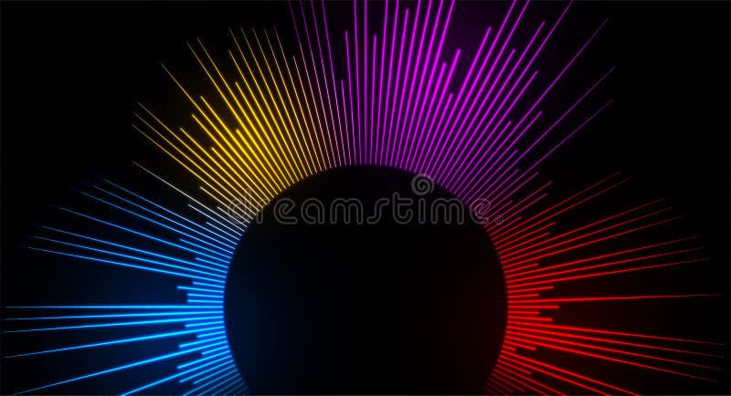 Colorful Neon Shiny Circular Rays Abstract Glowing Background Stock ...