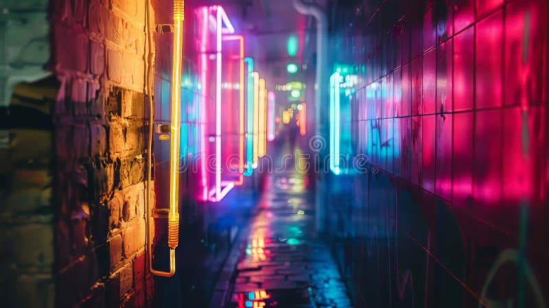 Colorful Neon Sign with a Translucent Backdrop Stock Illustration ...