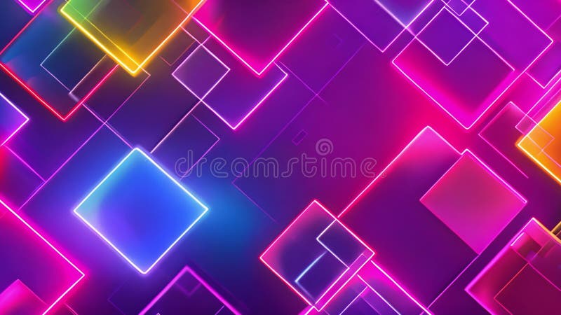 Colorful Neon Square Pattern Background Stock Video - Video of light ...