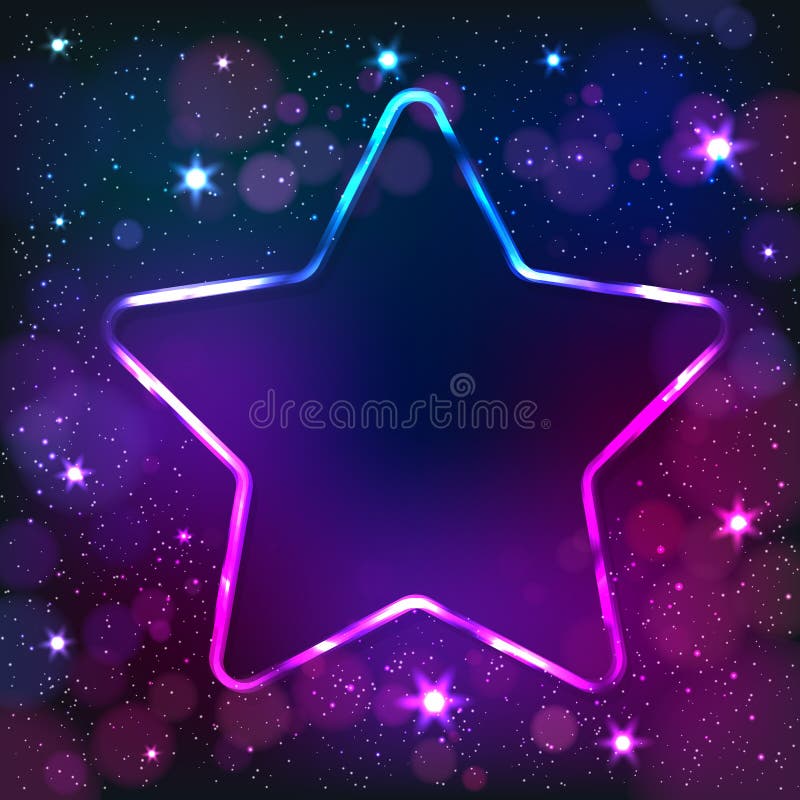 Colorful Neon Star Frame on a Dark Star Background Stock Vector ...