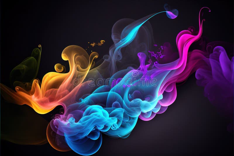 Colorful Neon Strings. Neon Smoke. 3D Rendering Stock Illustration ...