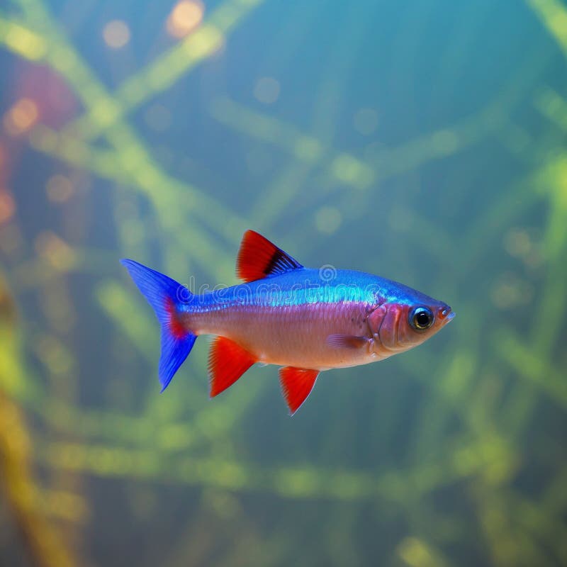 Colorful neon tetra fish stock illustration. Illustration of graceful ...