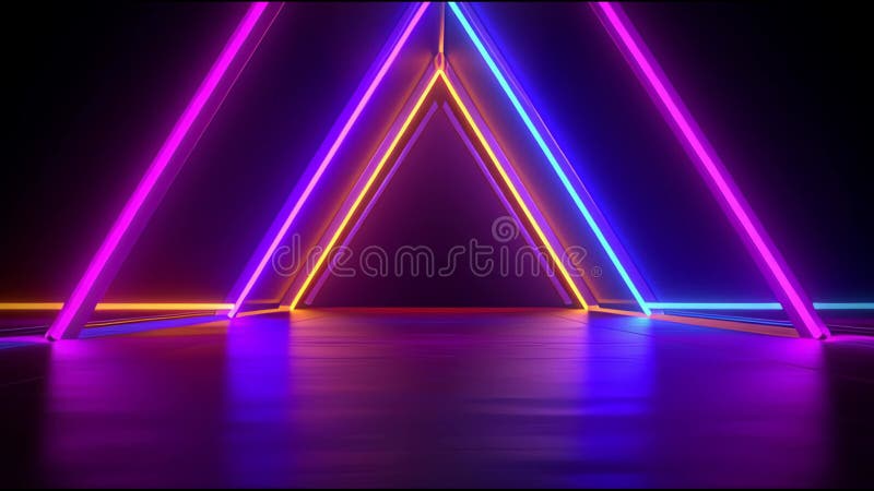 Colorful Neon Triangle Green Move in Loopable Stock Video - Video of ...