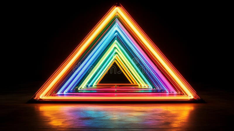 Colorful Neon Triangle Light Installation Stock Illustration ...