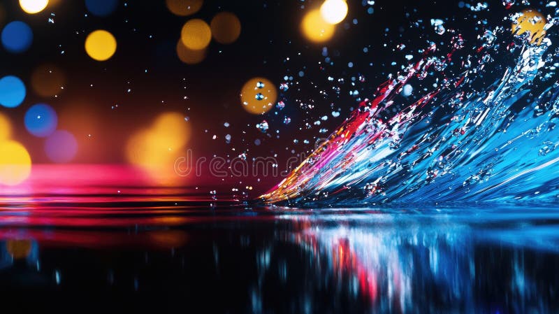 Colorful Neon Water Splash Bokeh Abstract Dynamic Reflection Stock ...