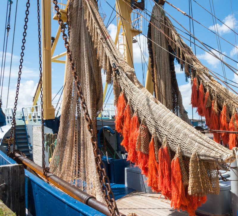 Colorful Nets on Board of a Fishing Vessel Stock Photo - Image of mast ...