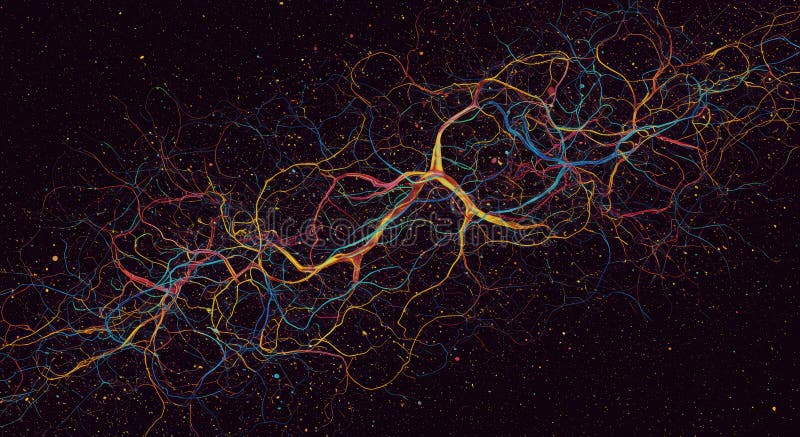 Colorful Network Branches Against a Dark Background Resemble Neural ...