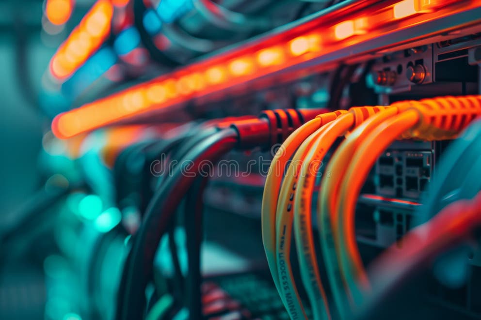 Colorful Network Cables Connected To Server in Data Center, Technology ...