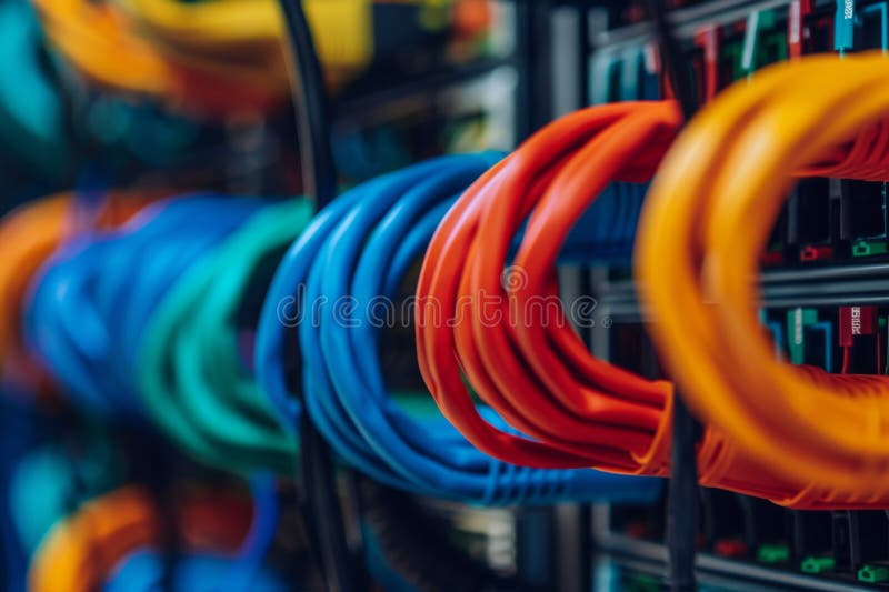 Colorful Network Cables Connected To a Server Rack Network ...