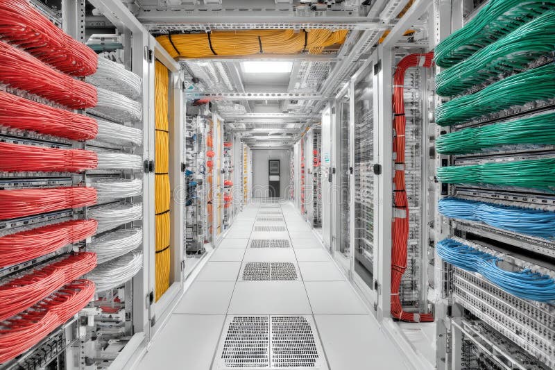 Colorful Network Cables Connected To Servers in a Modern Data Center ...