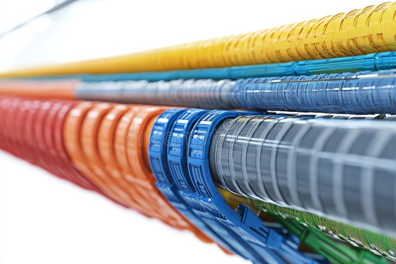 Colorful Network Cables Neatly Aligned and Bundled Symbolizing ...
