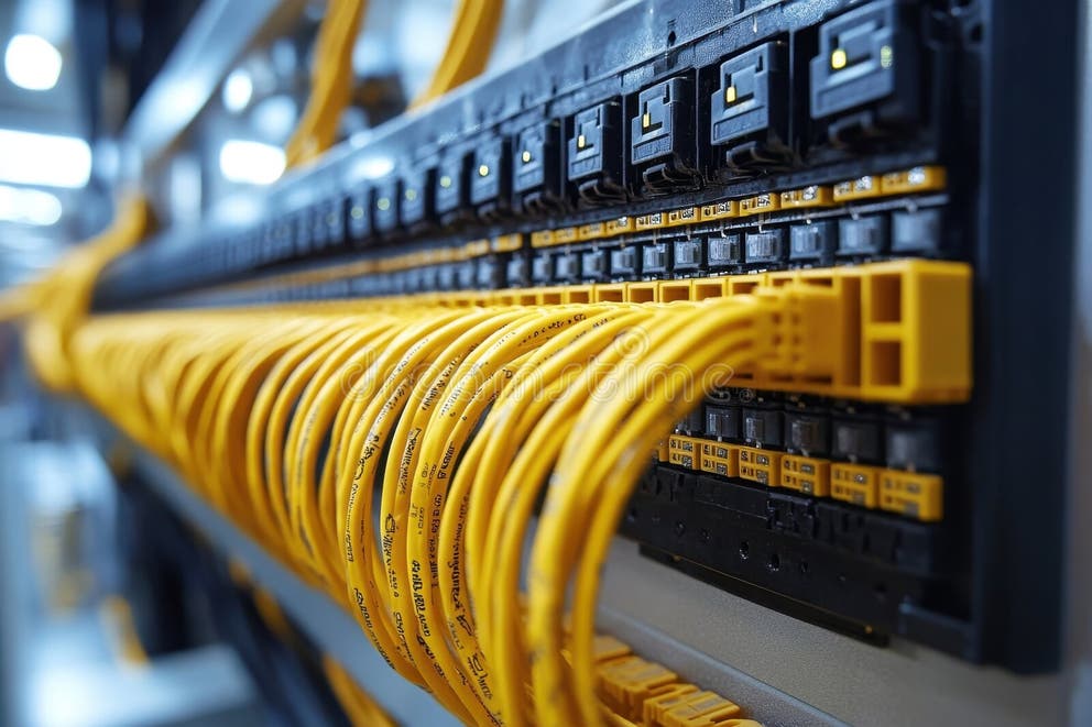 Colorful Network Cables Organized on a Rack in a Data Center Showcasing ...