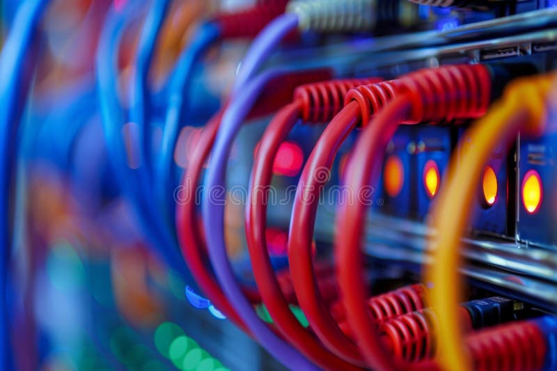 Colorful Network Cables in Server Room Glowing Lights Technology ... Colorful Network Cables in Server Room Glowing Lights Technology ...