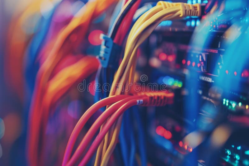 Colorful Network Cables in Server Room Technology Concept Stock Image ...