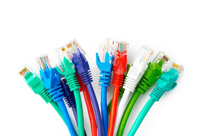 Colorful Network Cables Organized on a Rack in a Server Room. Stock ...