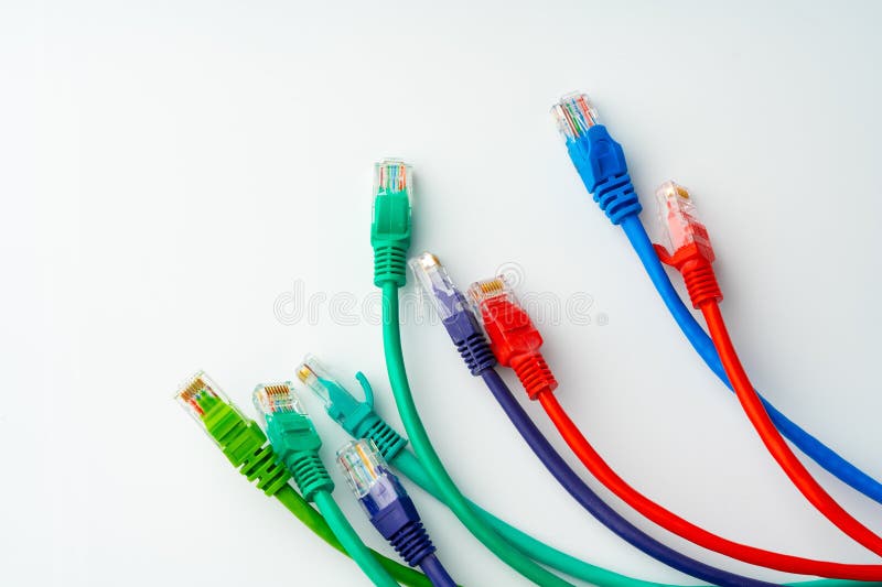 Colorful Network Cables Switch on White Background Close Up Stock Image ...