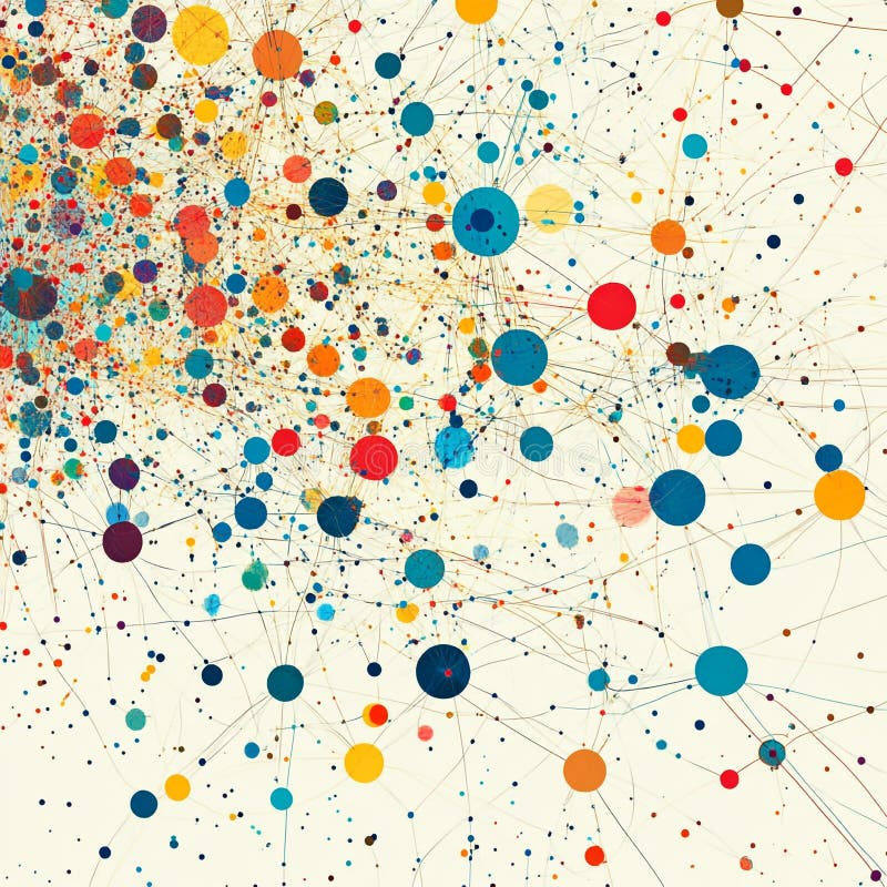 Colorful Network of Circles and Lines Illustrating Complex Connections ...