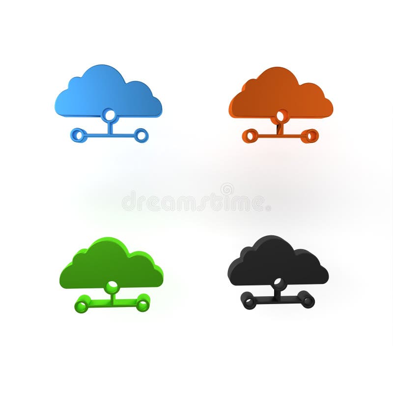 Colorful Network Cloud Connection Icon Isolated on White Background ...