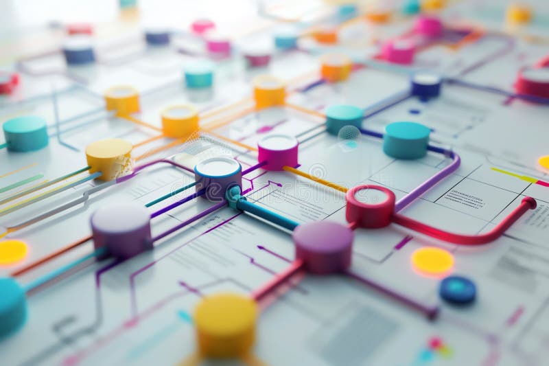Colorful Network Connection Abstract Design Stock Image - Image of ...