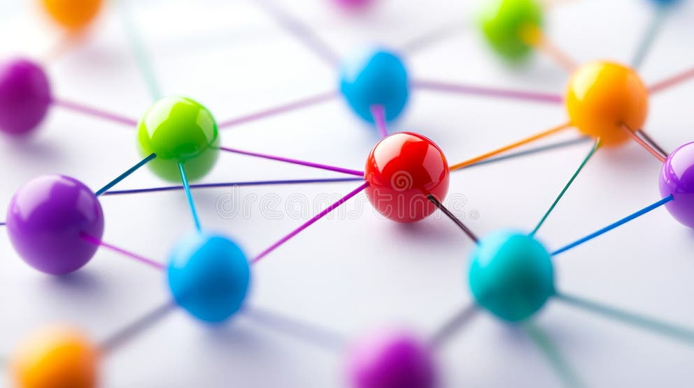 Colorful Network Connection Abstract Image of Colorful Spheres ...