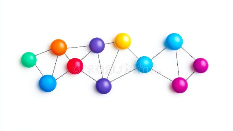 Colorful Network Connection Abstract Image of Colorful Spheres ...