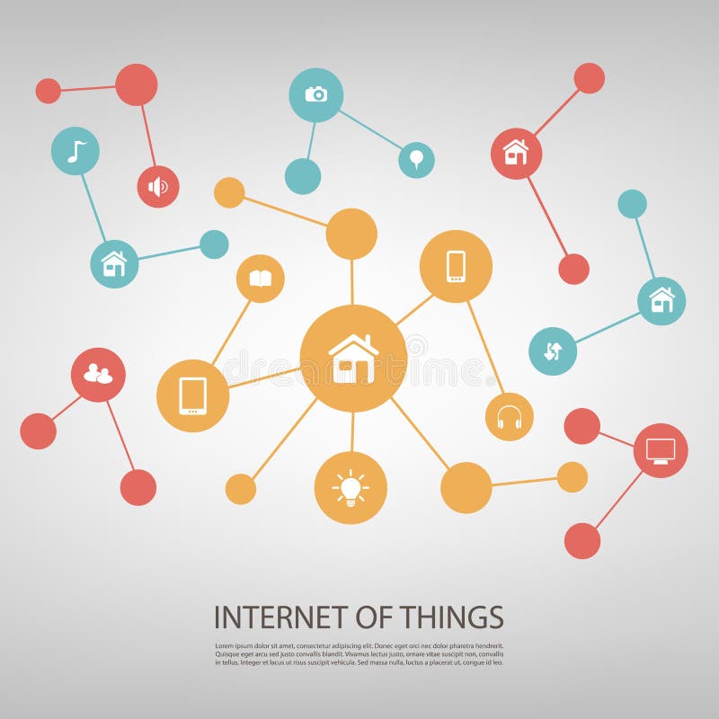 Colorful Network Design Concept with Icons - Internet of Things Stock ...