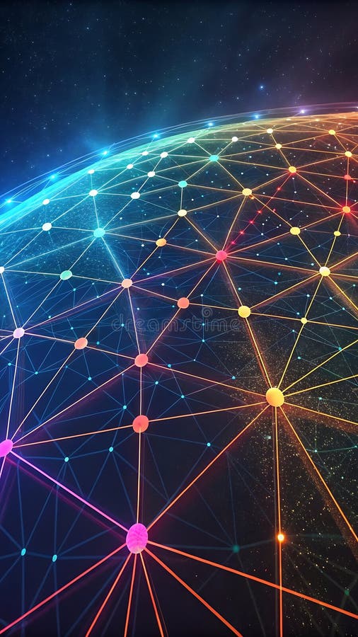 Colorful Network of Interconnected Points with a Starry Backdrop ...