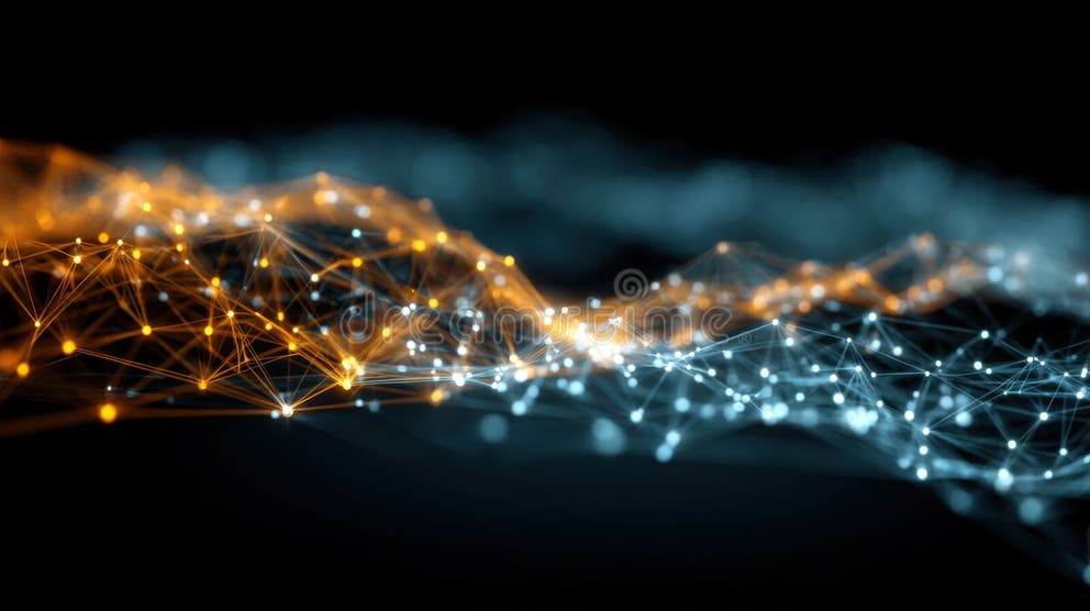 Colorful Network of Nodes and Connections Representing Digital Data Flow in a Virtual ...