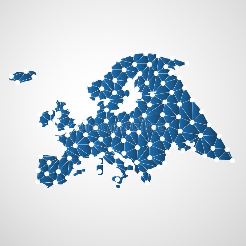 Abstract Polygonal Map of Europe with Digital Network Connections ...