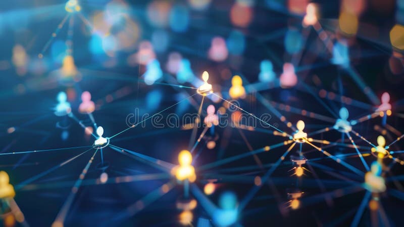 A Colorful Network of People is Displayed in a Blue Background Stock ...