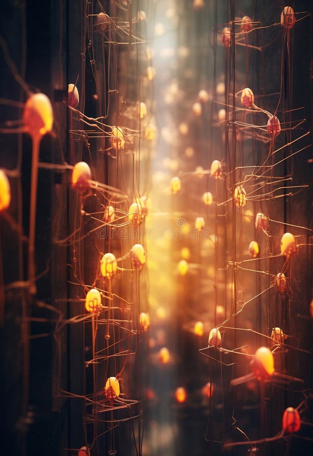 Colorful Neural Network Cells with Glowing Connections Stock ...