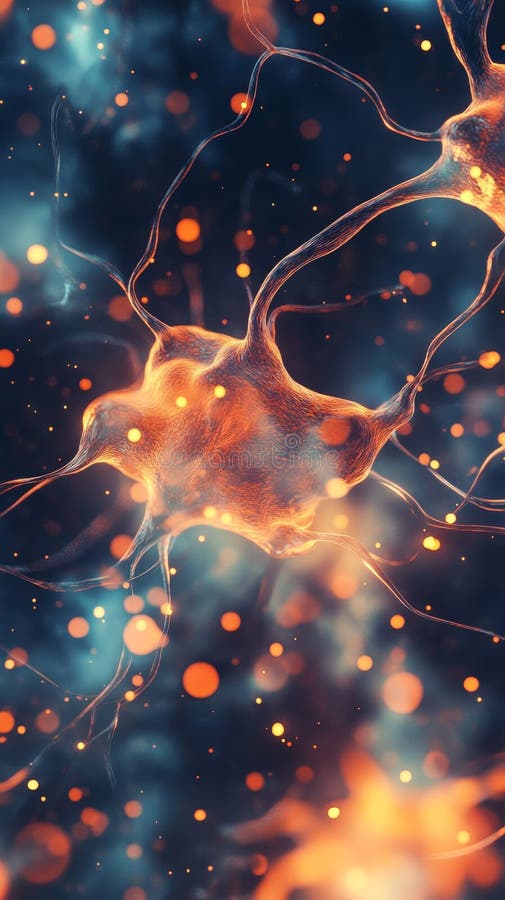 Colorful Neural Network Illustration with Abstract Light Effects Stock ...