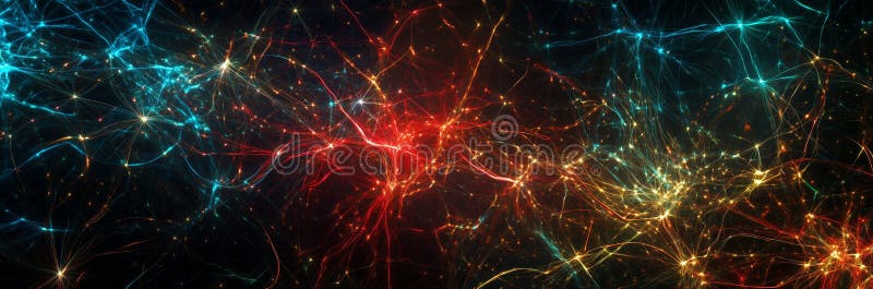 Colorful Neural Network Lights Creating Dynamic Patterns Over Dark ...