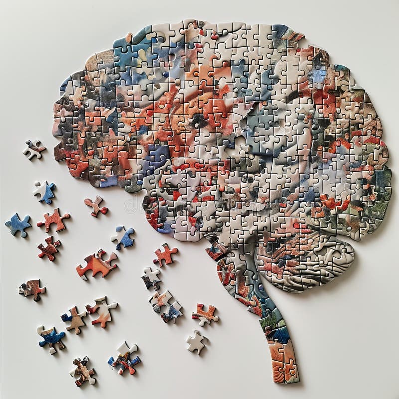 Colorful Neurographic Art Design on a Completed Jigsaw Puzzle Stock ...