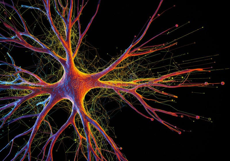 Colorful Neuron Network Detailed Visualization Stock Illustration ...